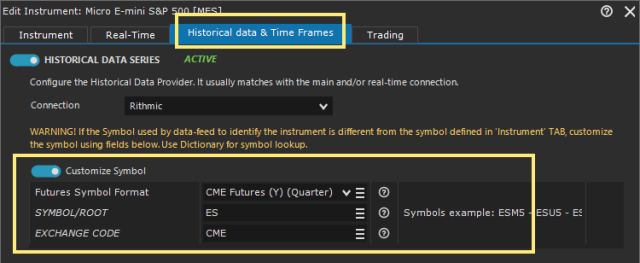 Trade MICRO using MINI data - Overcharts Help Center