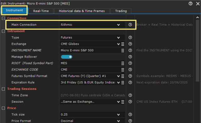 Trade MICRO using MINI data - Overcharts Help Center
