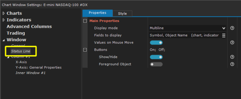 Status Line - Overcharts Help Center