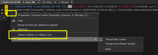 Status Line - Overcharts Help Center