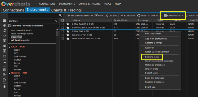 Explore Data - Overcharts Help Center